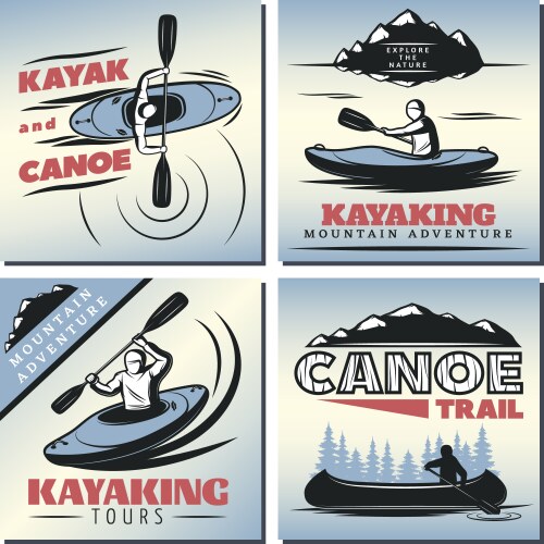 Rafting club emblem and design elements Royalty Free Vector