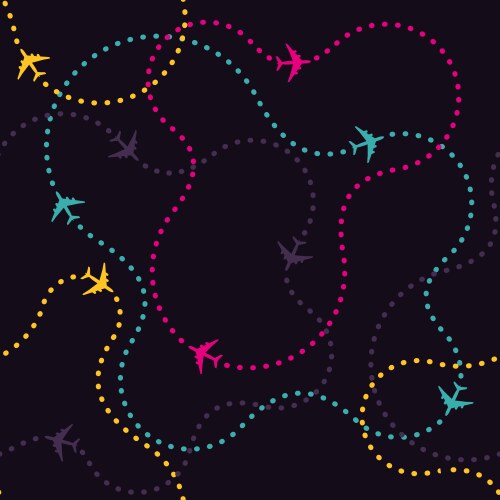 Background with colorful airplanes Royalty Free Vector Image