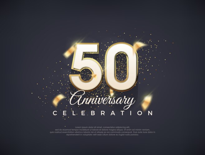 50th anniversary number with modern thin white Vector Image
