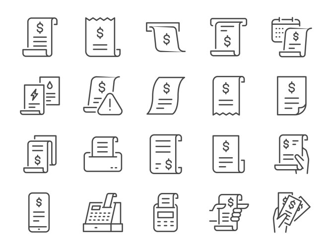 Pay bill icons flat set Royalty Free Vector Image