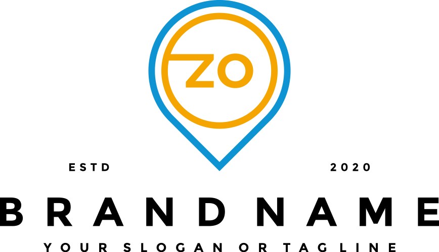 Letter zg pin logo design Royalty Free Vector Image