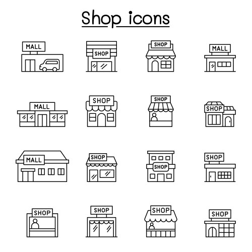 E-commerce and shopping online icons modern line Vector Image