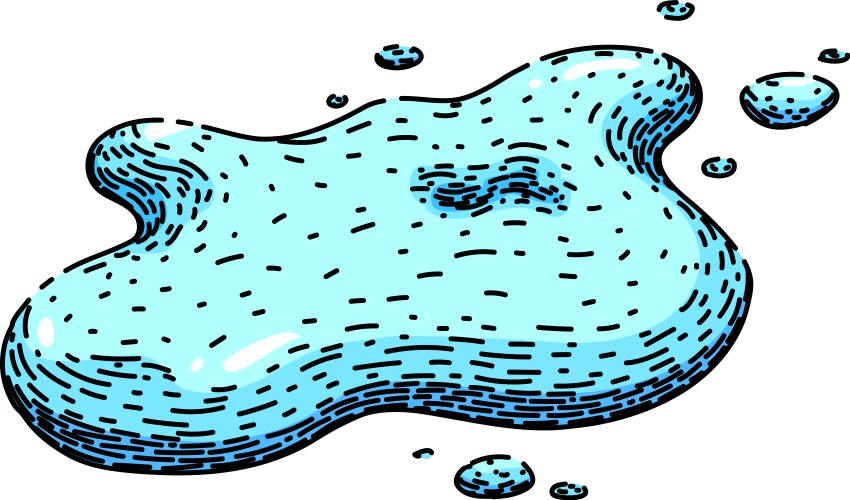 Spill water puddle sketch hand drawn Royalty Free Vector