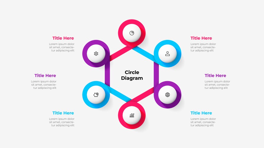 Six financial options cycle template Royalty Free Vector