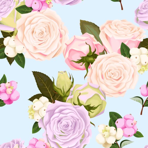 Seamless pattern with rose flowers Royalty Free Vector Image