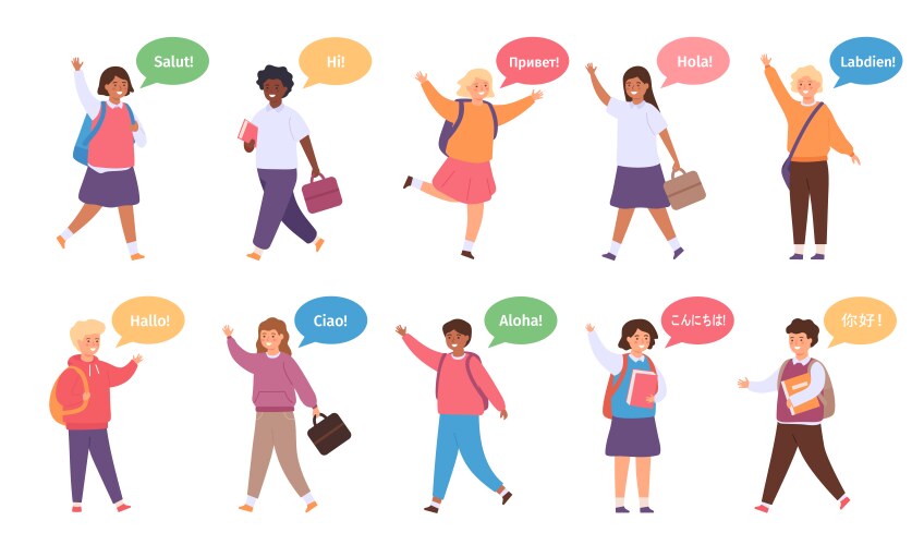 38 ways to say hello Royalty Free Vector Image