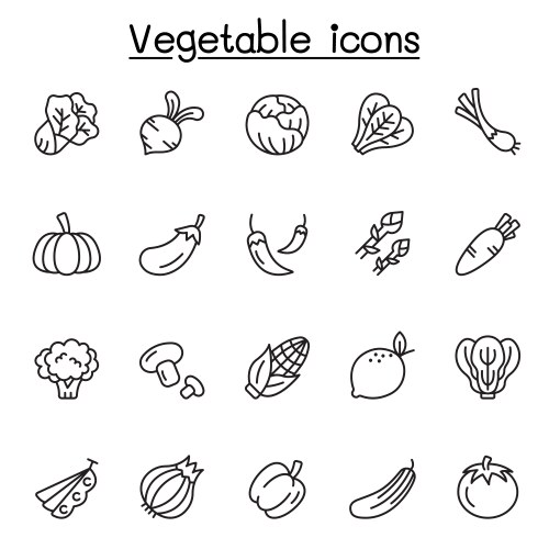 Vegetable line icons editable stroke Royalty Free Vector