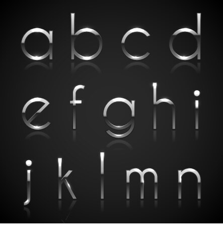 Metallic silver alphabet letters collection Vector Image