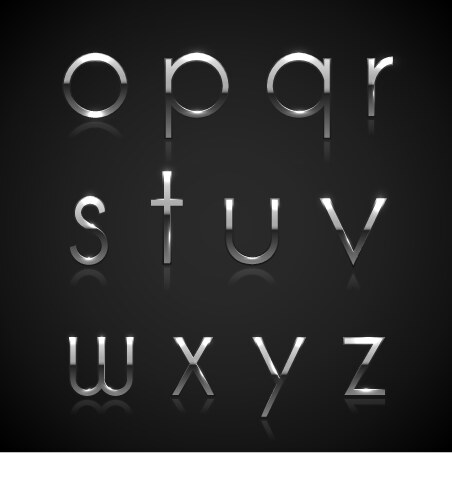 Metallic silver alphabet letters collection Vector Image