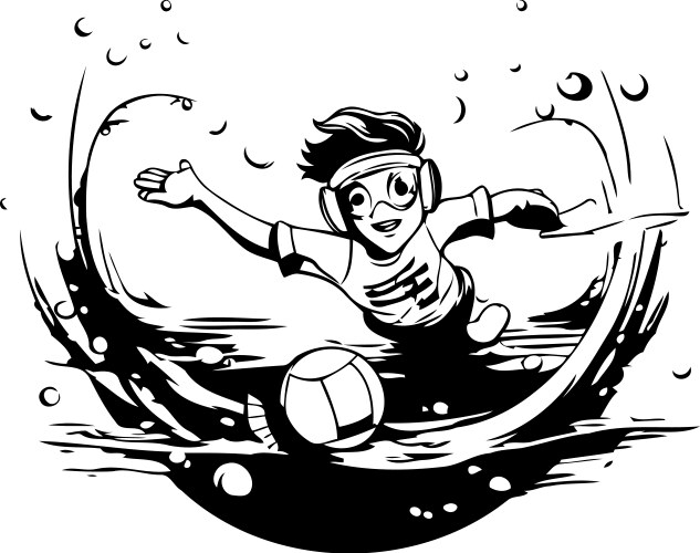 A boy swimming in the water cartoon character Vector Image