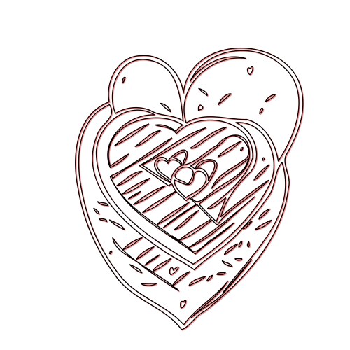 Heart shaped cake outline sketch Royalty Free Vector Image
