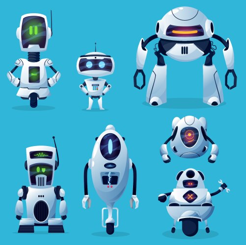 Cartoon robot cyborg character ai object Vector Image