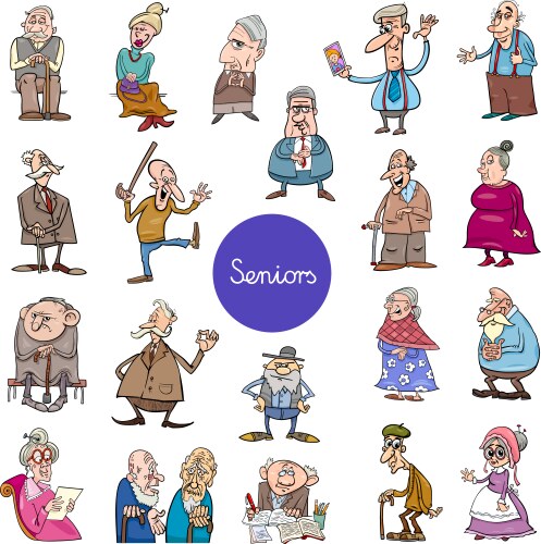 Cartoon senior in rocking chair comic Royalty Free Vector