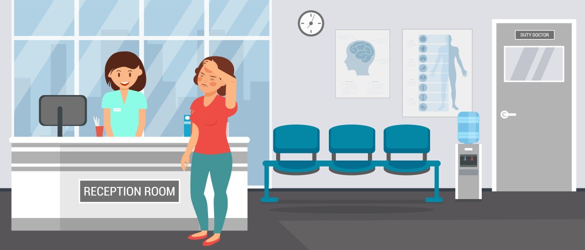 Clinic reception hospital patients doctor Vector Image