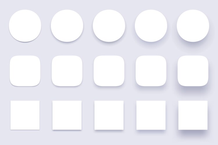 Blank white rounded square website buttons set Vector Image