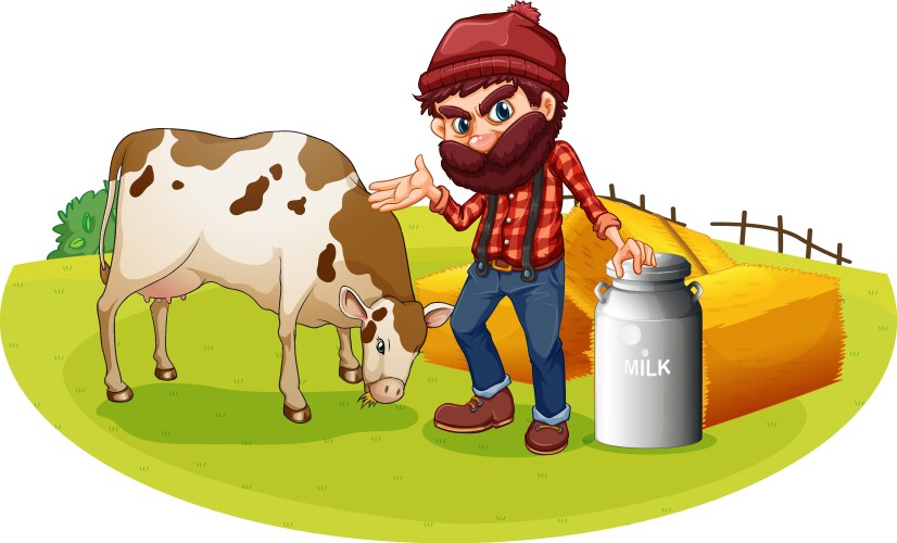 Farmer and farm animals Royalty Free Vector Image