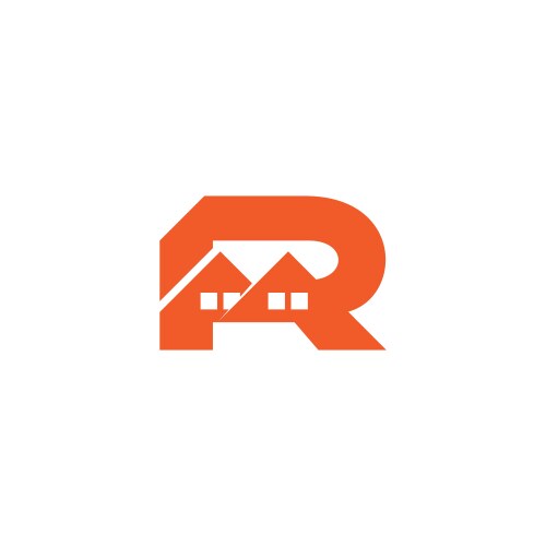 Letter r roof house simple stripes logo Royalty Free Vector