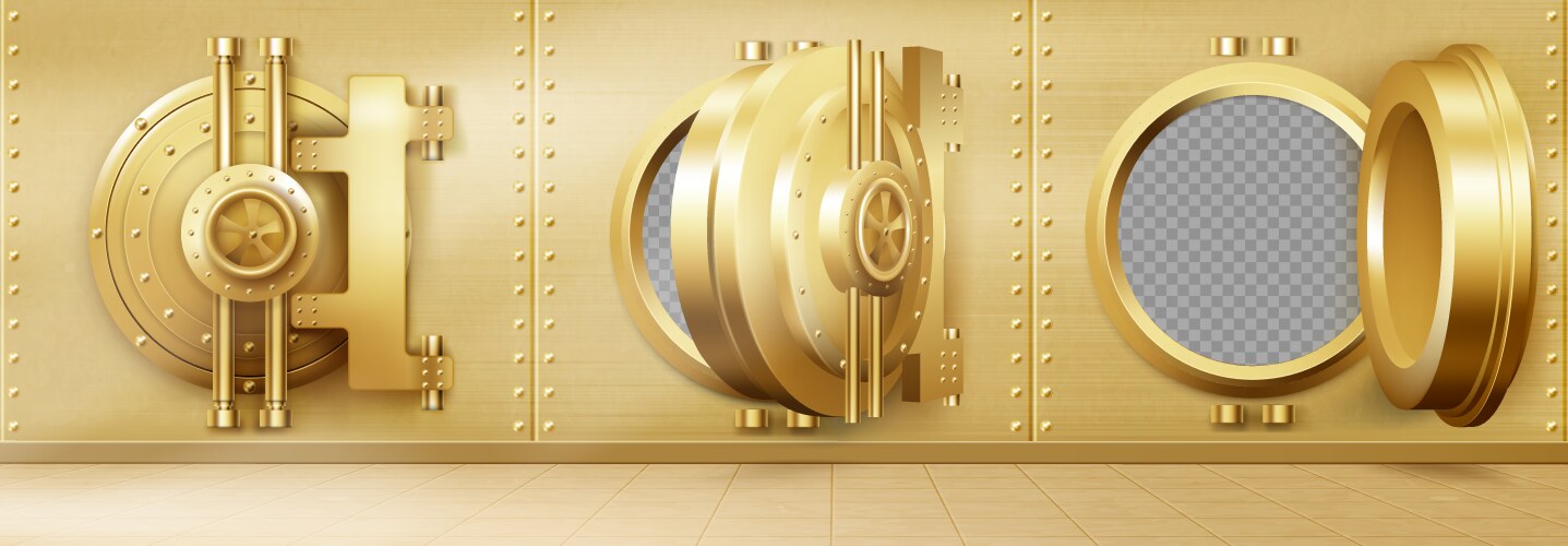Bank vault background with money gold Royalty Free Vector