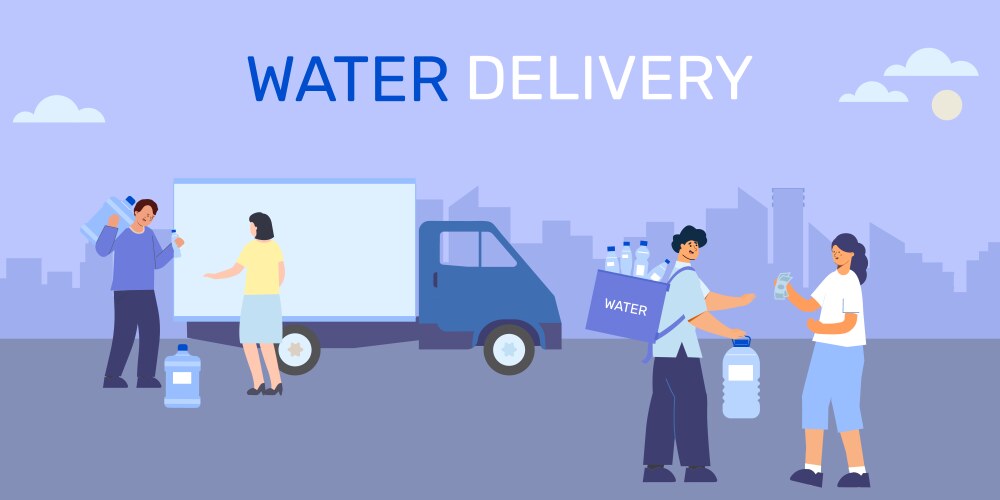 Concept water delivery Royalty Free Vector Image