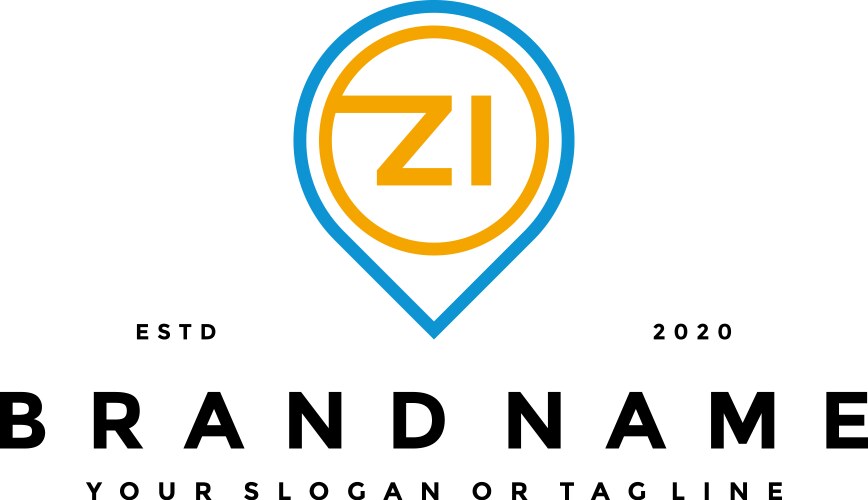 Letter zt pin logo design Royalty Free Vector Image