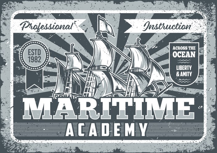 Maritime academy poster vintage colorful Vector Image