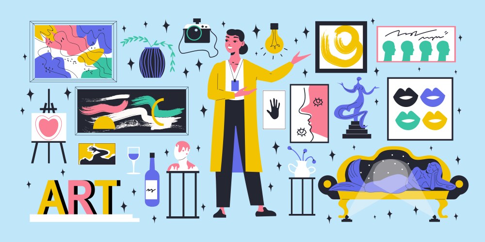 Art gallery poster web banner template Royalty Free Vector