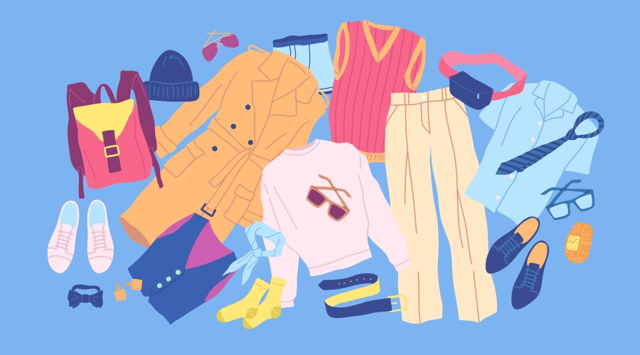 Cartoon clothes male different types set Vector Image