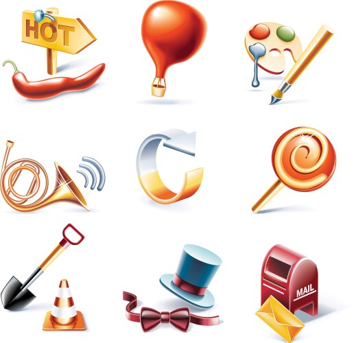 Cartoon style icon set Royalty Free Vector Image