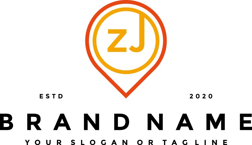 Letter zt pin logo design Royalty Free Vector Image