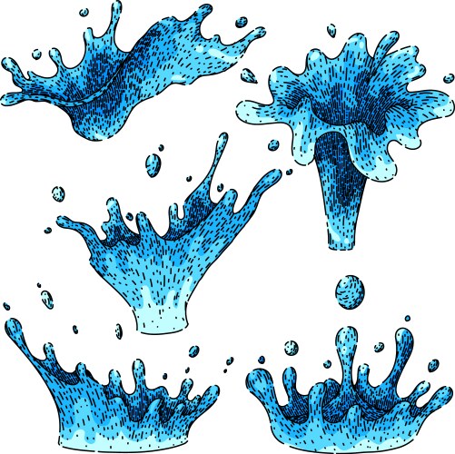 Water puddle set sketch hand drawn Royalty Free Vector Image