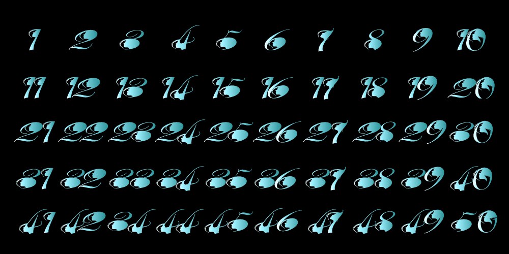 Numbers 1 to 50 premium Royalty Free Vector Image