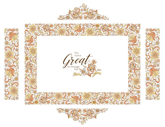 Floral frame vignette border card design template Vector Image