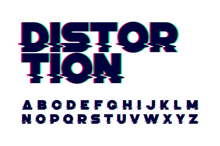 Trendy style distorted glitch typeface letters Vector Image