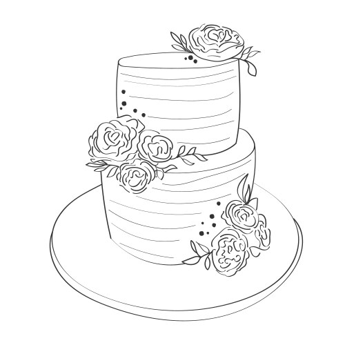 Two layer cake with pink flowers Royalty Free Vector Image