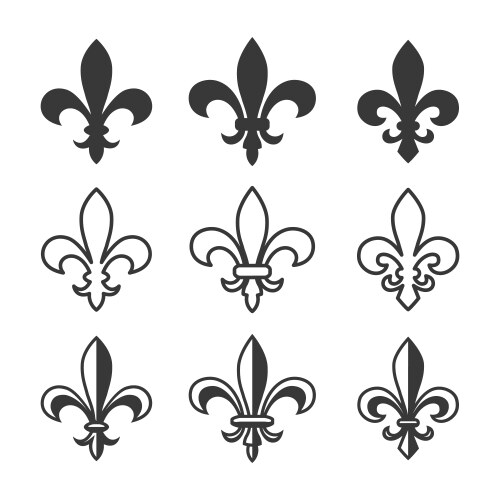 Set of emblems fleur de lys symbols Royalty Free Vector