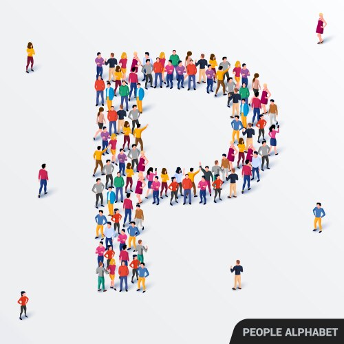 Large group people in letter n form human Vector Image