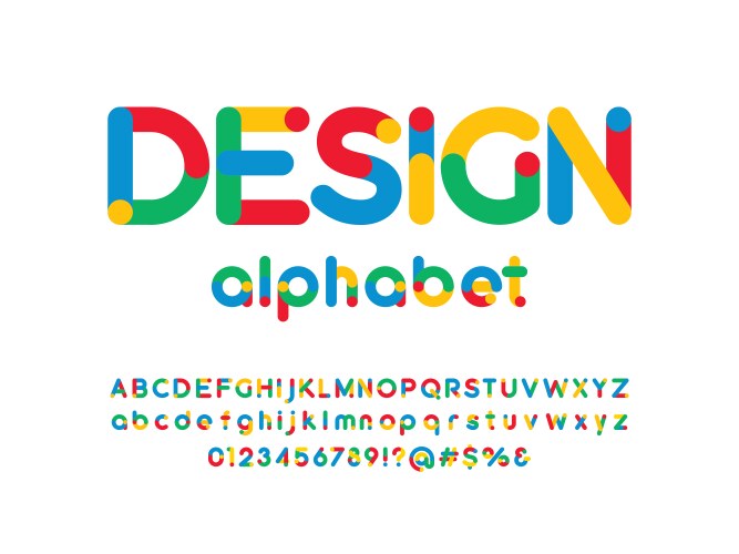Colorful font and alphabet Royalty Free Vector Image