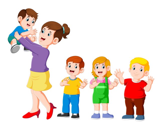 Mother is trying to calm down boy Royalty Free Vector Image