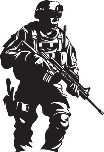 Commando defender elegant soldier holding gun Vector Image