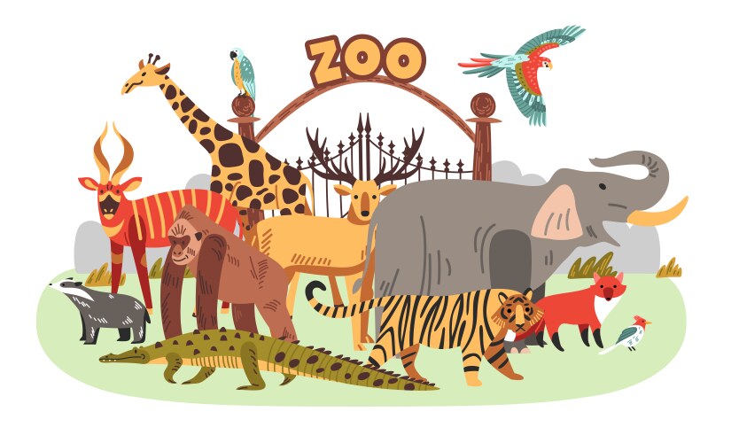 Zoo animals Royalty Free Vector Image - VectorStock