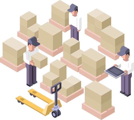 Truck in the warehouse distribution center Vector Image