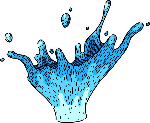 Water splash set sketch hand drawn Royalty Free Vector Image