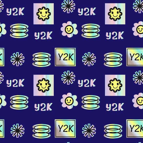 2000s pattern with hologram stickers smiling Vector Image