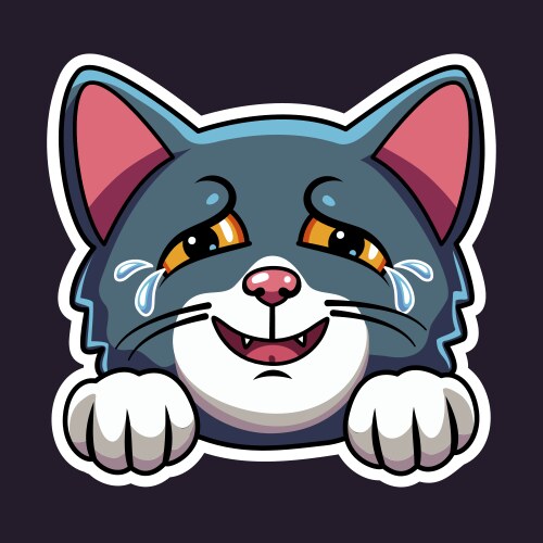 Scared emoticon cat sticker Royalty Free Vector Image