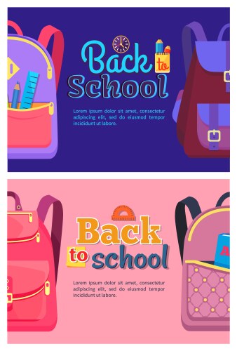 Colored school backpack back Royalty Free Vector Image