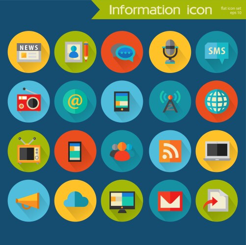 Flat round icon set 1-sport Royalty Free Vector Image