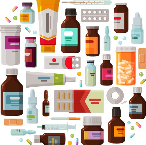 Medication drugs medicine pill pharmacy drug Vector Image