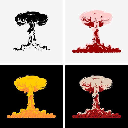Nuclear bomb explosion engraving Royalty Free Vector Image