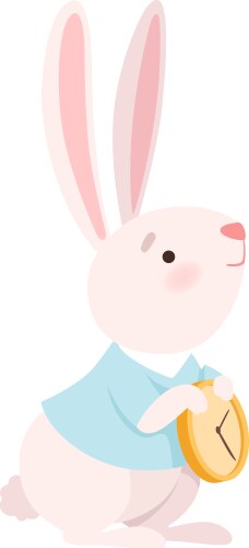 Cartoon rabbit holding watch Royalty Free Vector Image