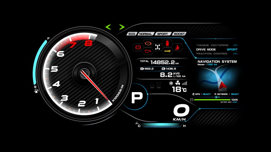 Collection of car dashboard panel Royalty Free Vector Image